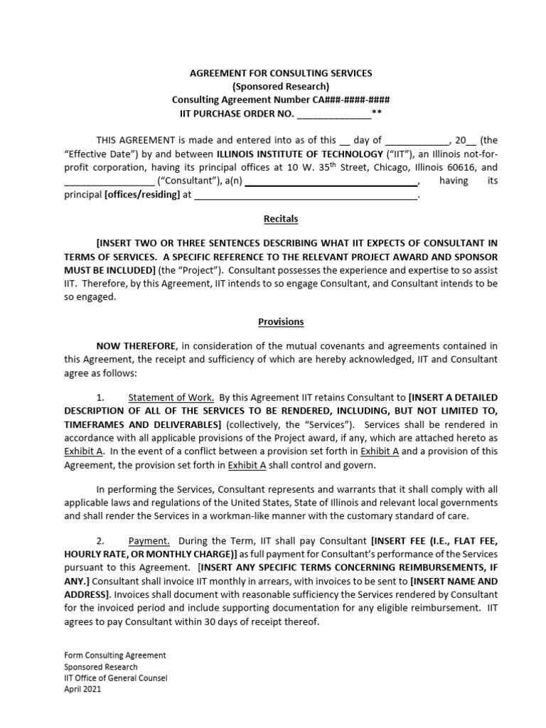 Form Consulting Agreement OSRP 04 2021 - April Final | PDF