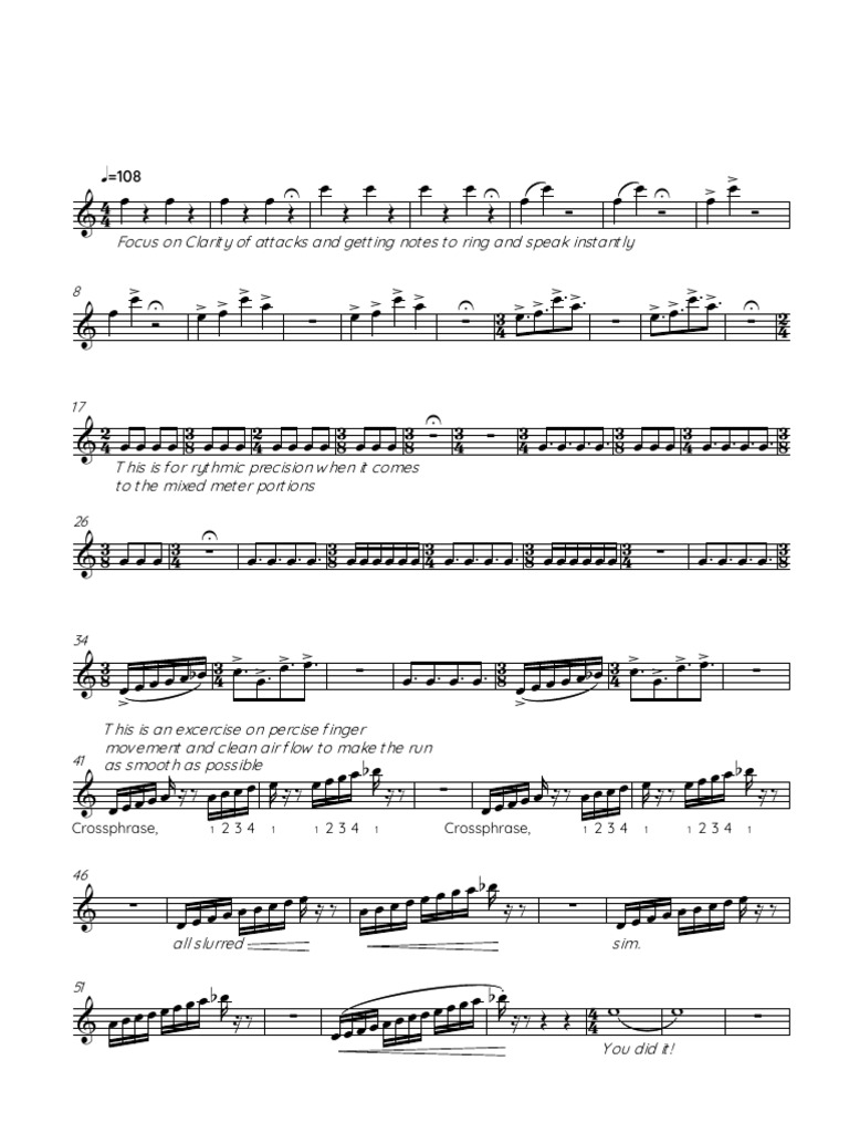 Exercises For Concerto For Wind Ensemble - Trumpet in C | PDF