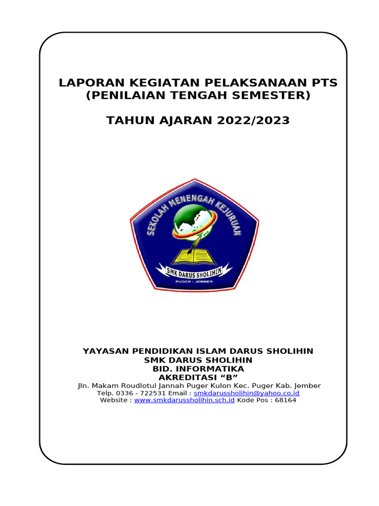 Laporan Kegiatan Pelaksanaan Pts | PDF