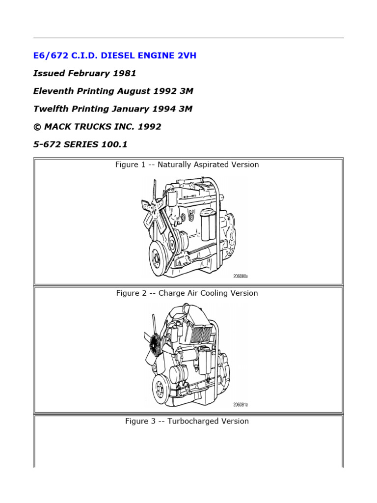 Mack E6 672 2V Diesel Engine Service Manual | PDF