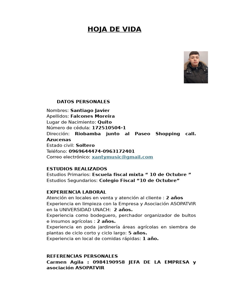 hoja de vida Sss | PDF