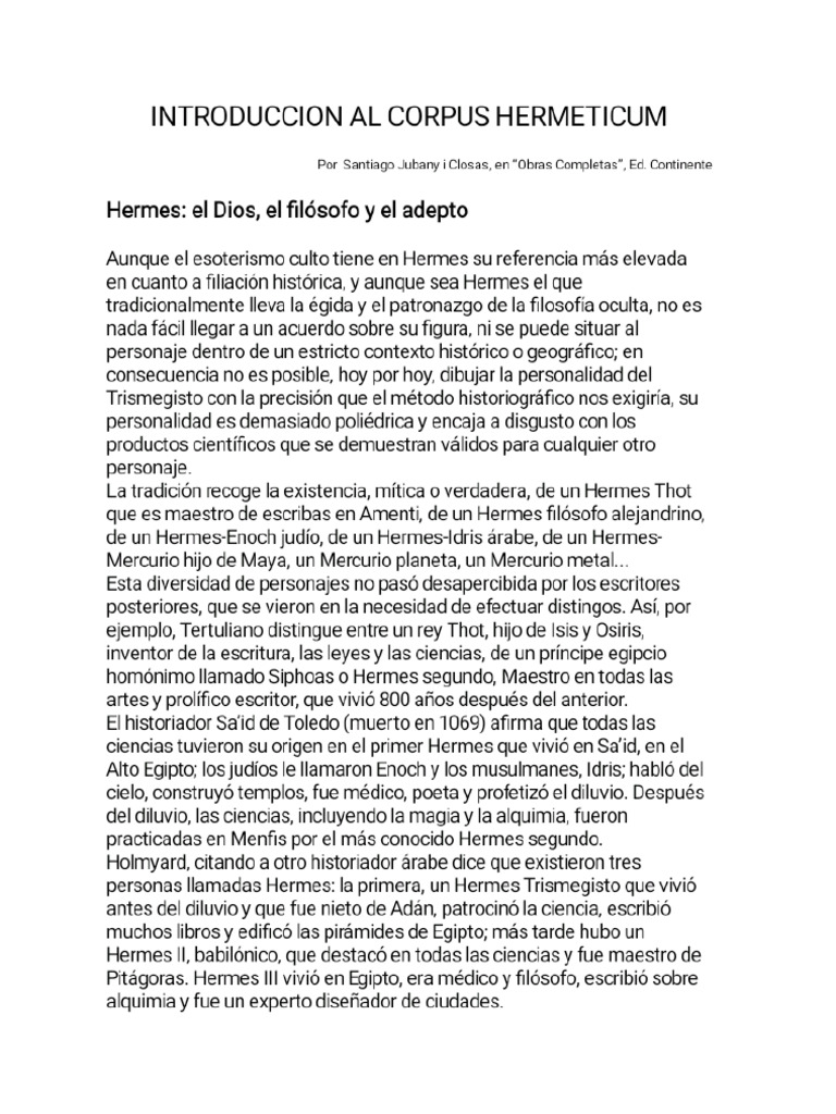 Introduccion 2 Al Corpus Hermet. | PDF