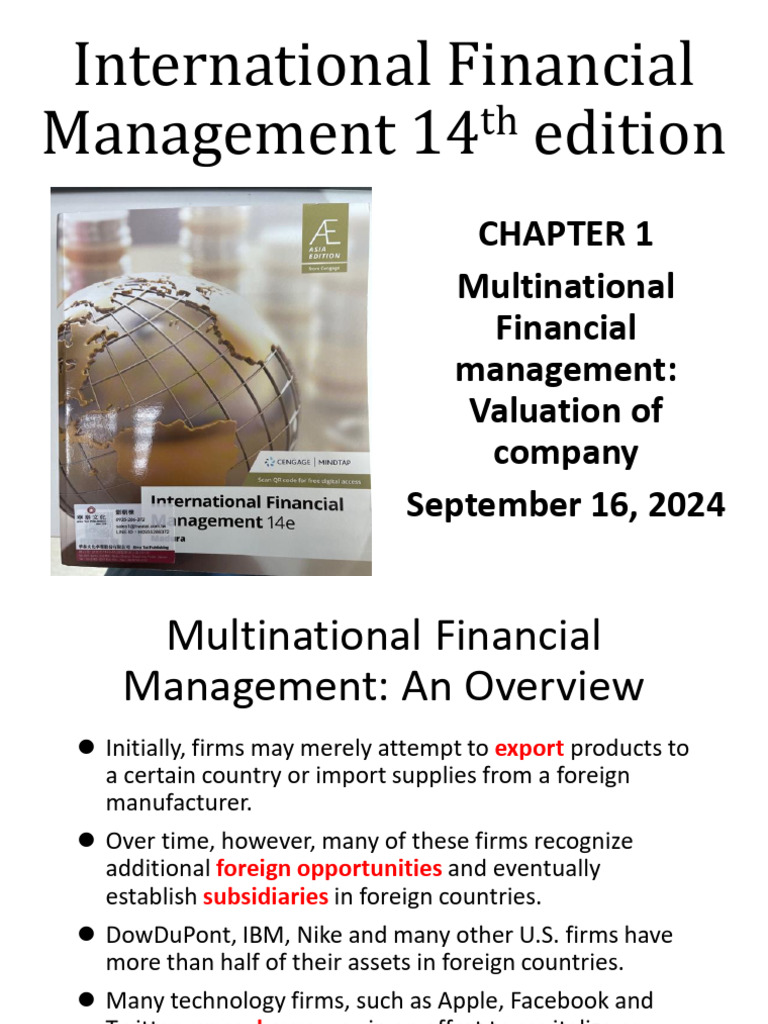 Chapter 1 Valuation of Multinational Corporation | PDF