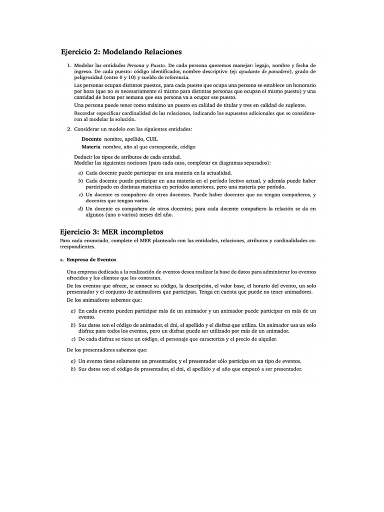 Práctica 2 y 3 Modelos ER | PDF