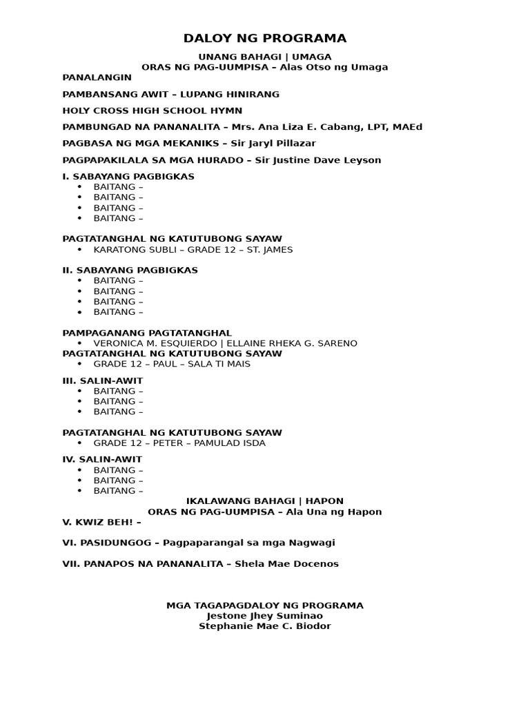 Daloy NG Programa | PDF