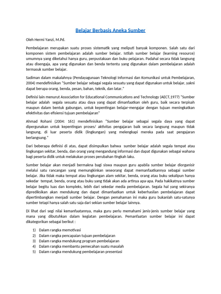 Belajar Berbasis Aneka Sumber | PDF