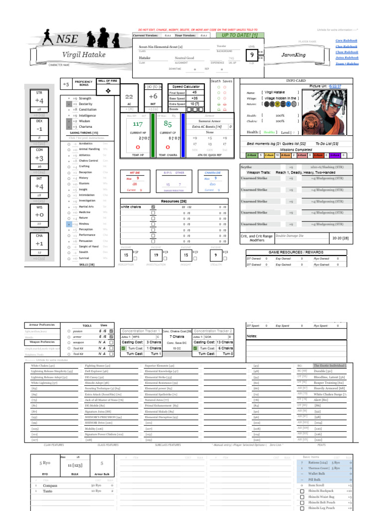 Virgil Hatake Respec - Character Info | PDF
