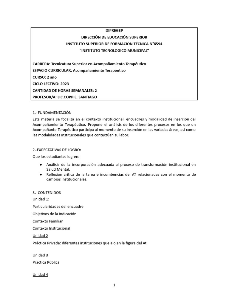 PROGRAMA Acomapa-Amiento Terapeutico | PDF