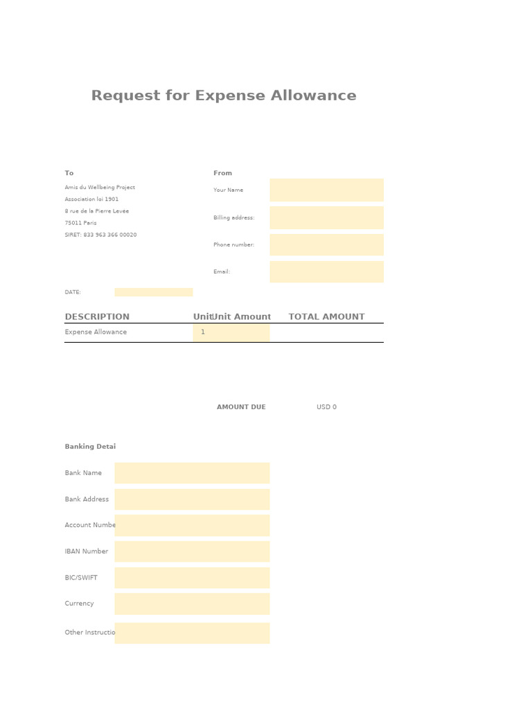 Request For Expense Allowance | PDF