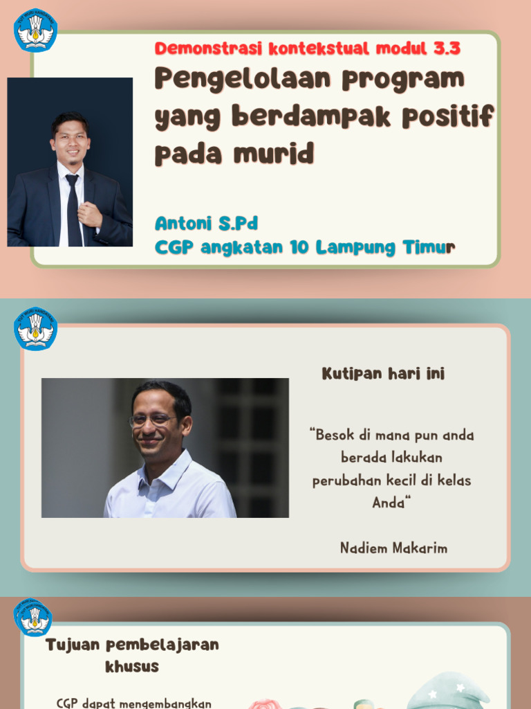Demonstrasi Kontekstual Modul 3.3 Pengelolaan Program Yang Berdampak Positif Pada Murid Antoni S ...