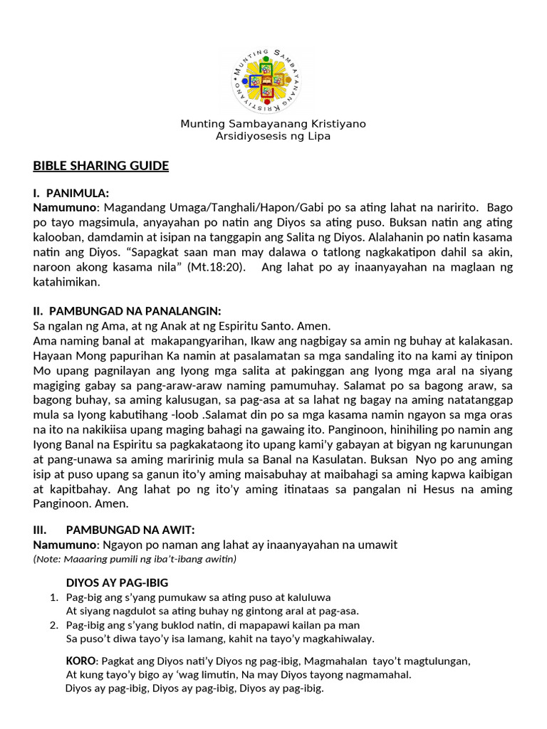 BIBLE SHARING GUIDE (A4) 3 Pages | PDF
