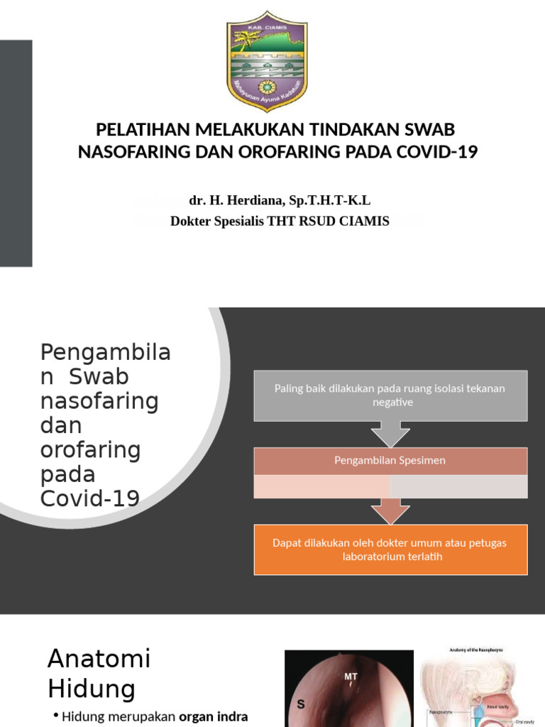 Dr. H HERDIANA, SP - THT-KL (K) - Pelatihan Melakukan Tindakan Swab Nasofaring Dan Orofaring | PDF