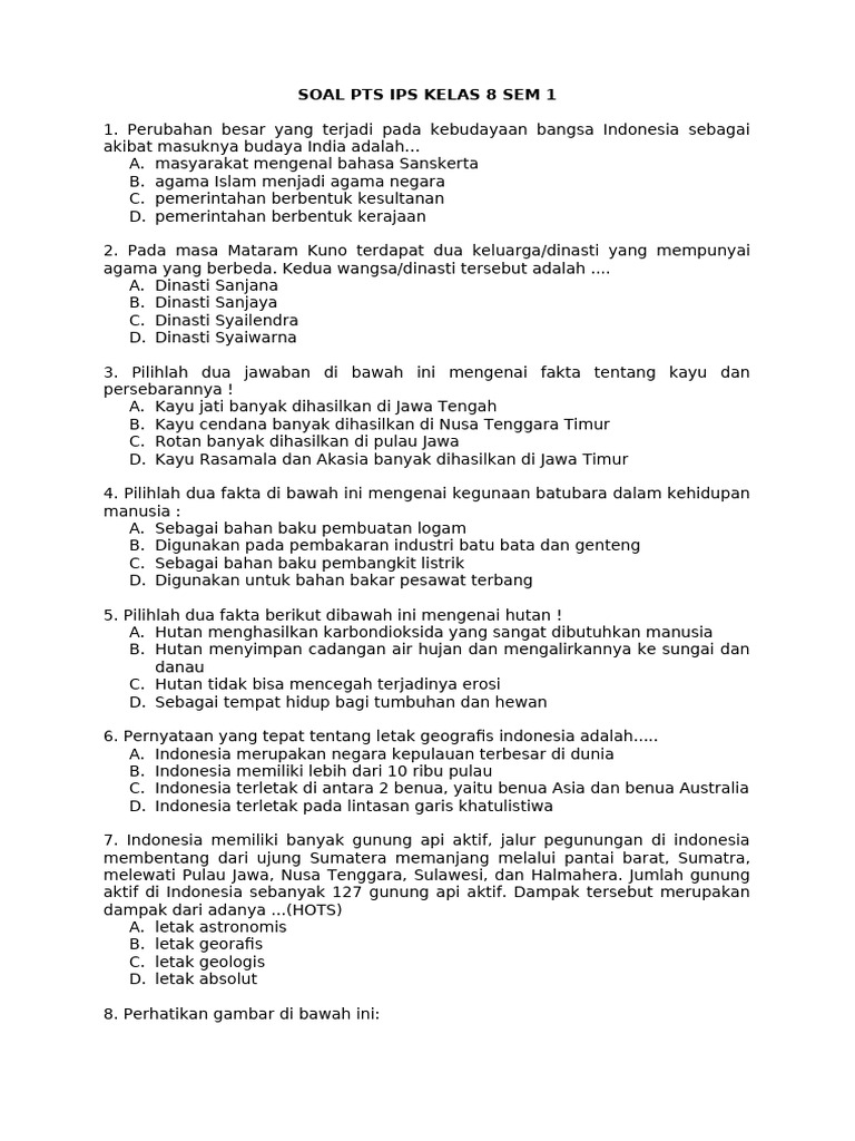 Soal PTS Ips Kelas 8 Sem 1, Keisha | PDF