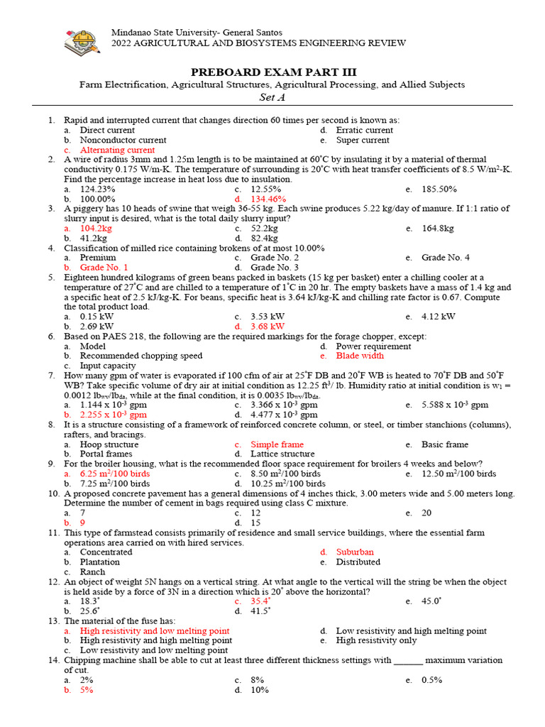 Part-III-Preboard SET A (With Answers) | PDF