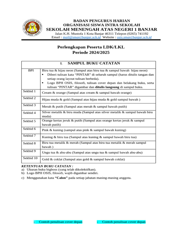 Perlengkapan LDK LKL 2024 | PDF