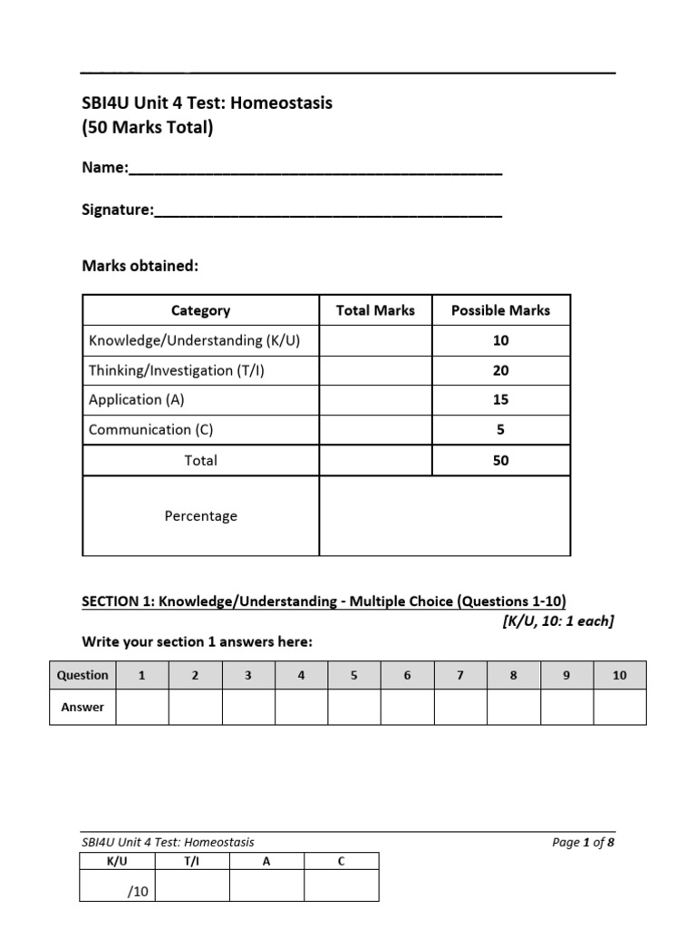 SBI4U Unit 4 Practice Test (Student Version) | PDF