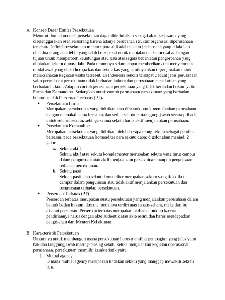 Konsep Dasar Entitas Persekutuan | PDF