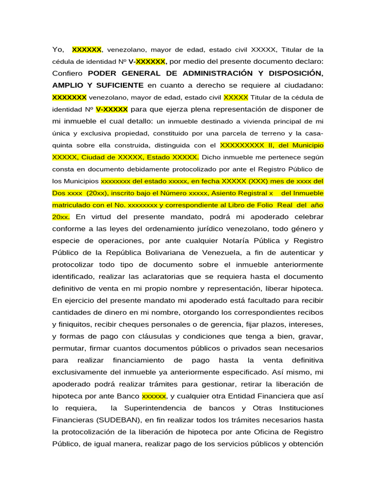 Modelo de Poder General de Venta | PDF