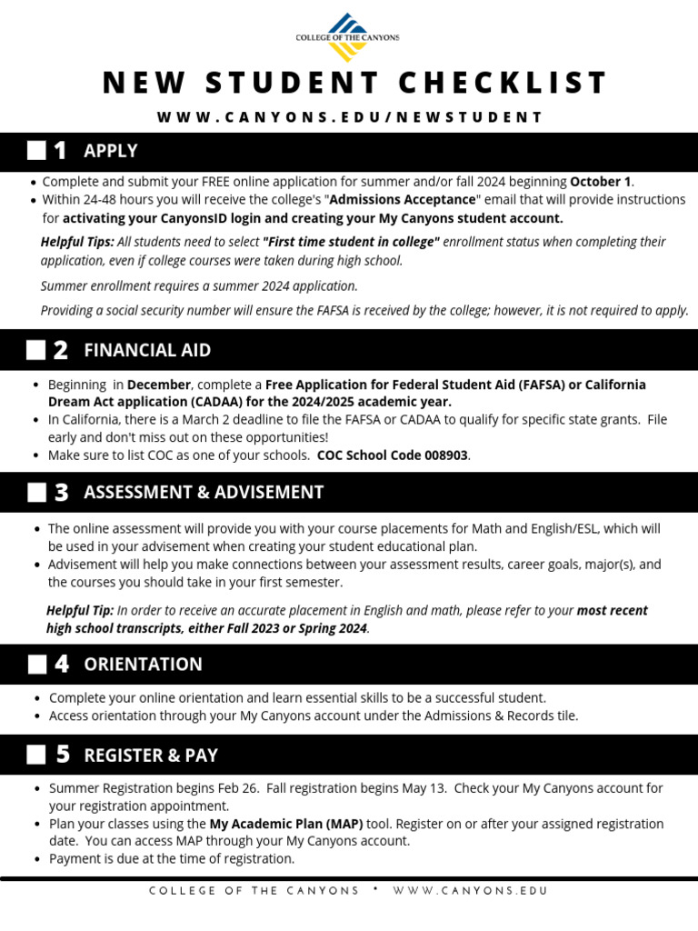 new_student_checklist_fall_2024 | PDF