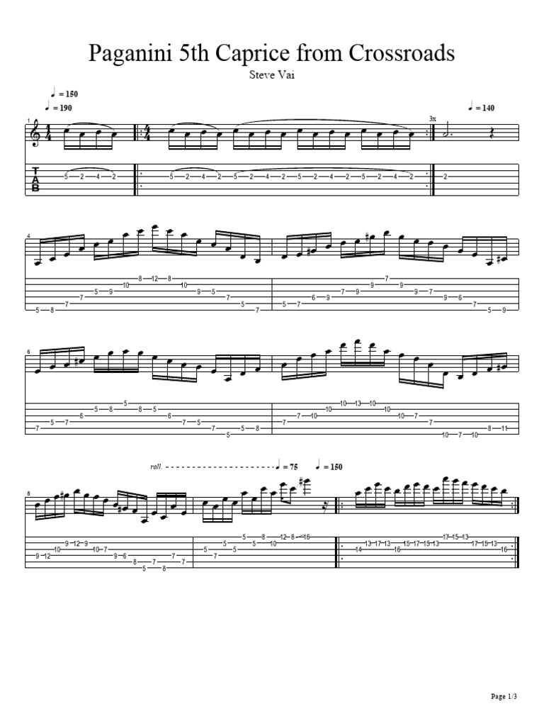 Steve Vai - Paganini 5Th Caprice Crossroads | PDF