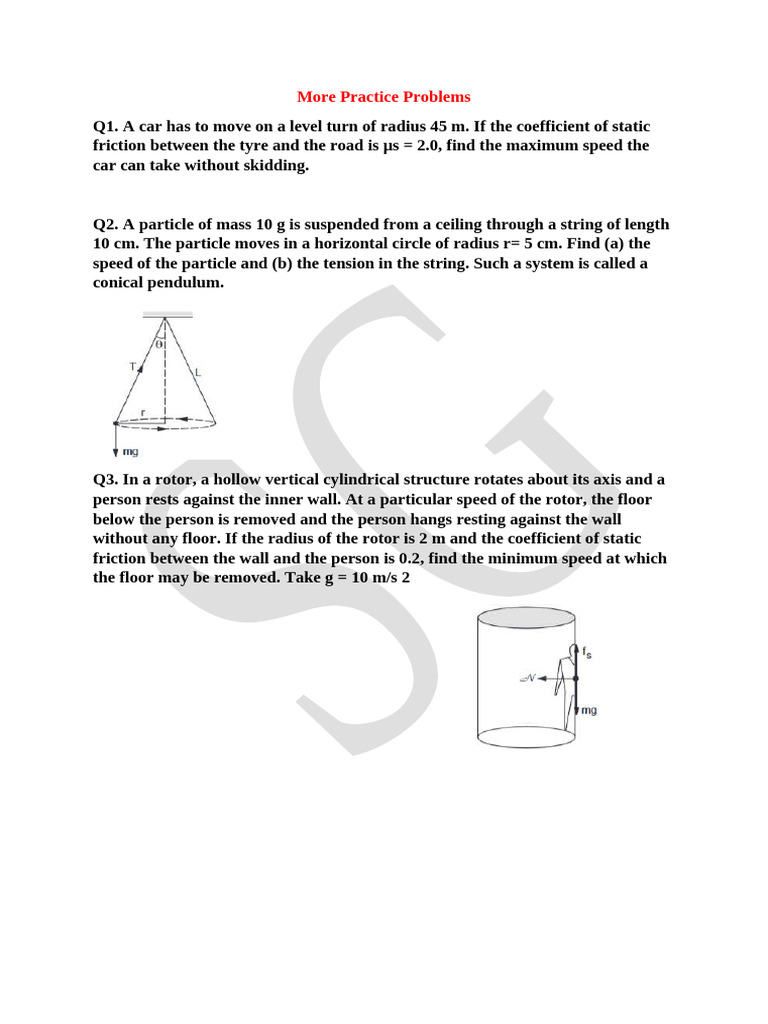 More Practice Problems Circular motion | PDF