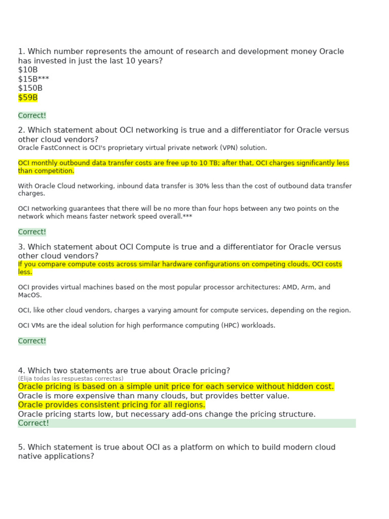 Oracle Cloud Infrastructure 2023 Sales Specialist Assessmen | PDF | Cloud Computing | Oracle ...