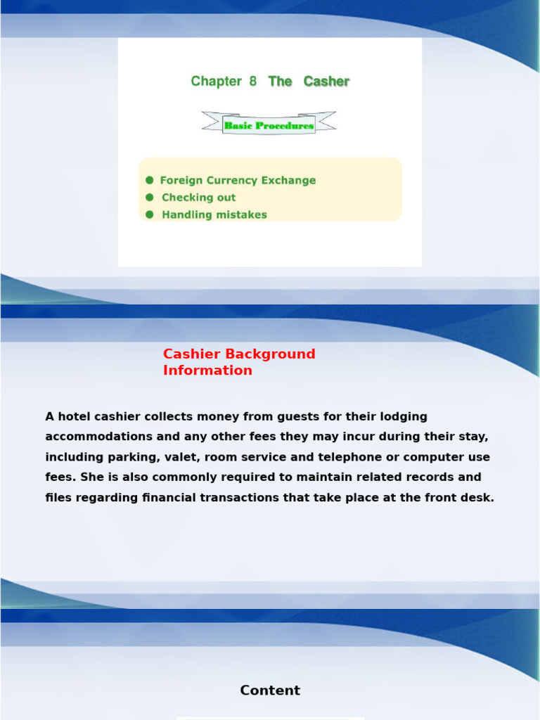 Chapter (8) The Cashier | PDF