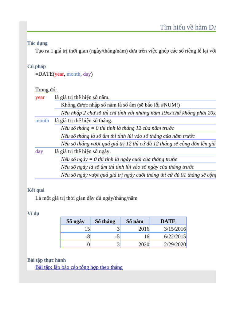 C3-B01 - Hàm DATE | PDF