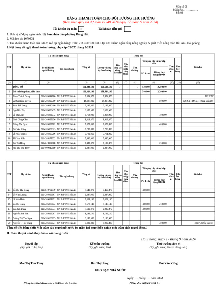 2. Biểu gửi KB+NH CBCC T9.2024 | PDF