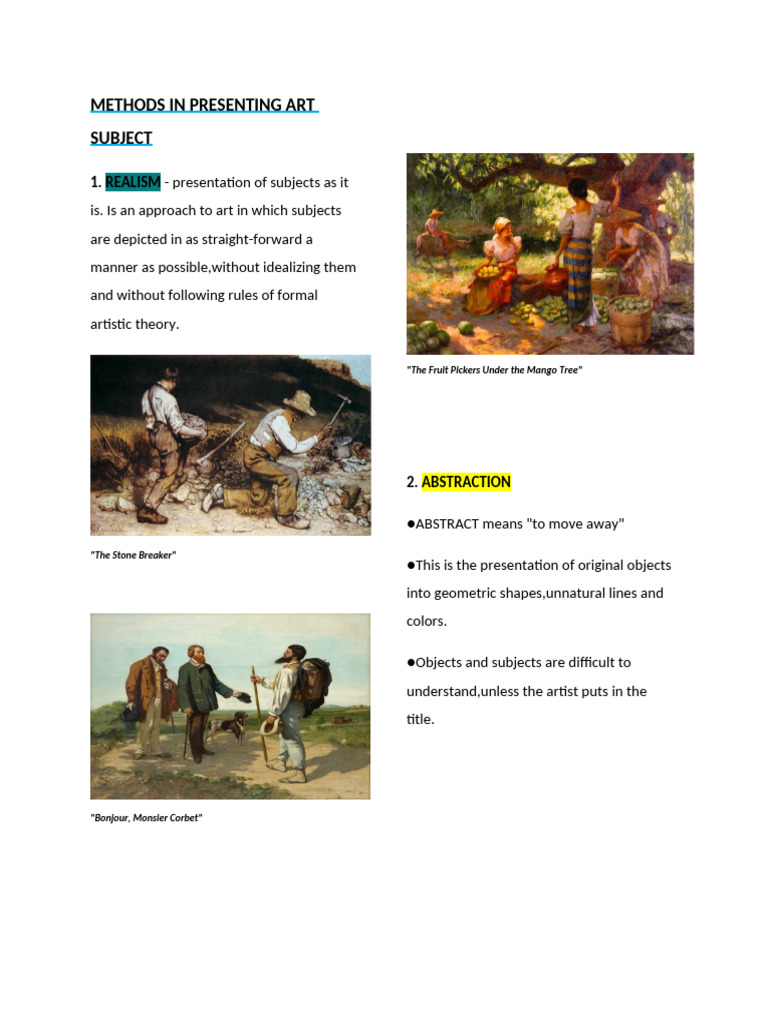 Group 2 Methods in Presenting Art Subject | PDF | Abstract Art | Philosophy