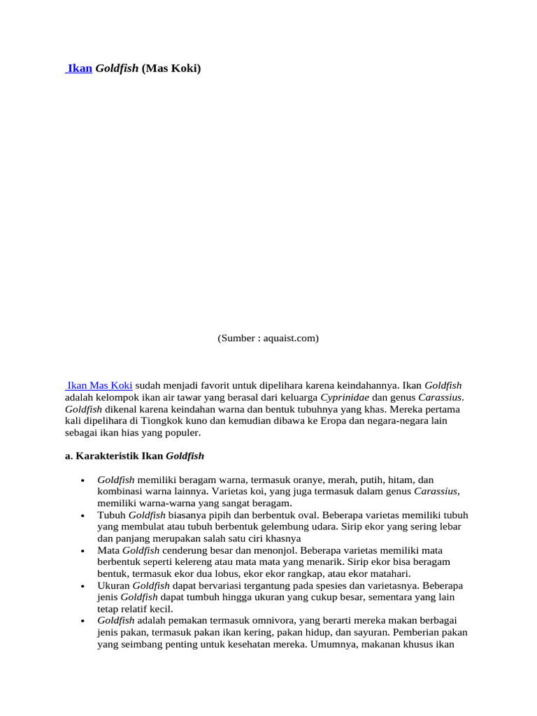 Ikan Goldfish | PDF