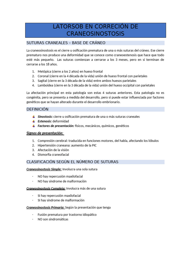 Latorsob en Correción de Craneosinostosis | PDF