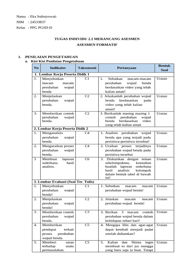 Tugas Individu 2.2. Menyusun Instrumen - Eka Sulistyowati | PDF