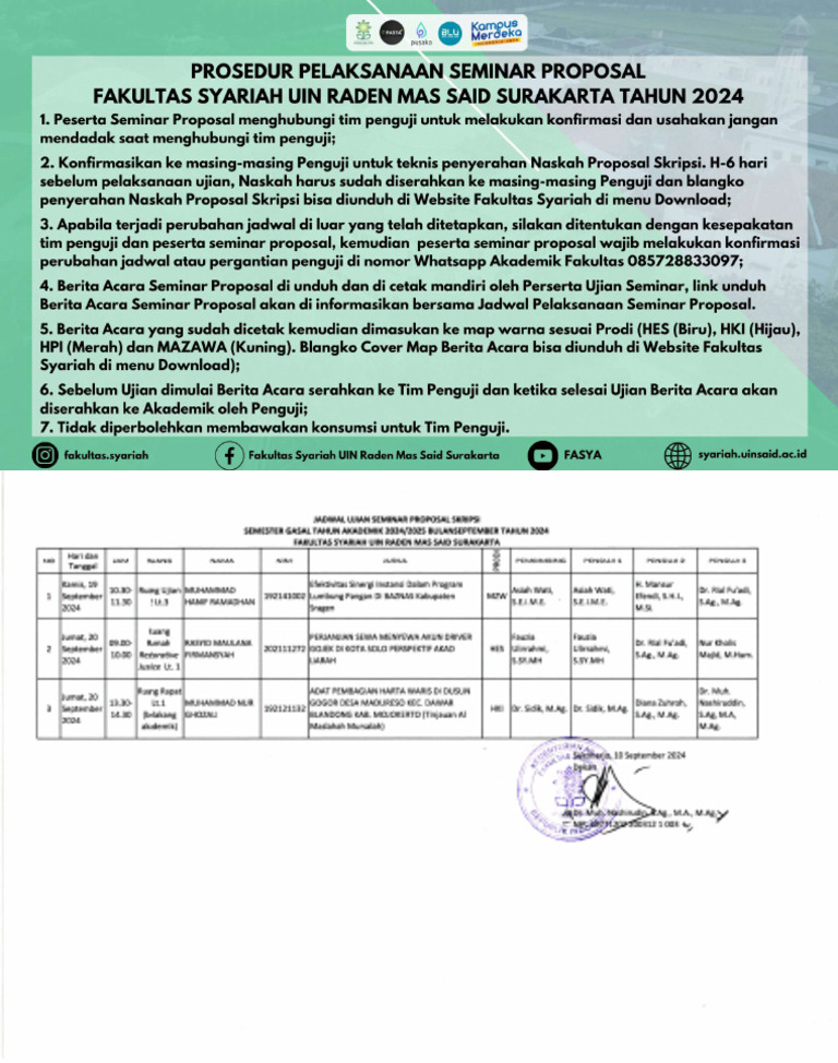Alur Dan Jadwal Pelaksanaan Seminar Poposal Bulan September Tahun 2024 ...