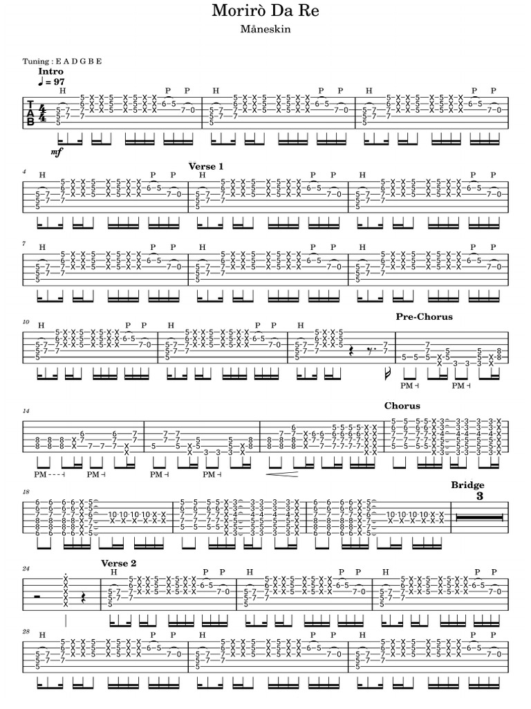 Morirò Da Re Maneskin | PDF