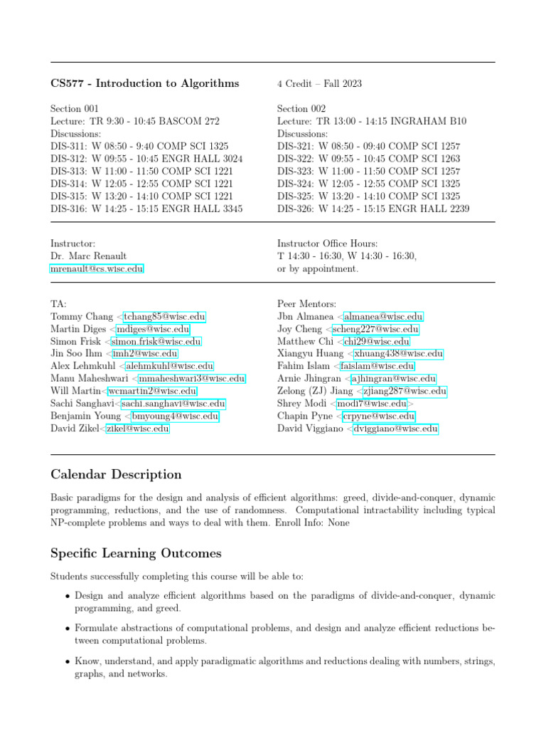 CS577 Syllabus | PDF