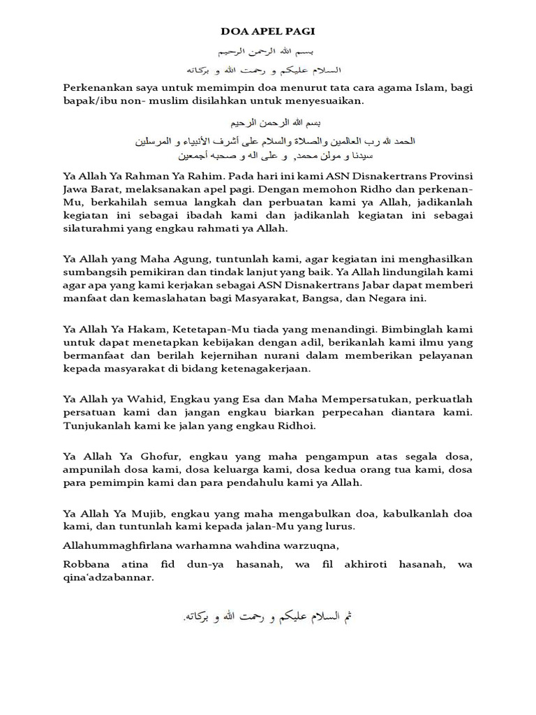 Doa Apel Pagi FIX | PDF