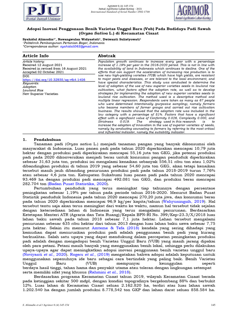 Alimudin Et-Al-Adopsi Penggunaan Vub Padi Di Cisaat | PDF