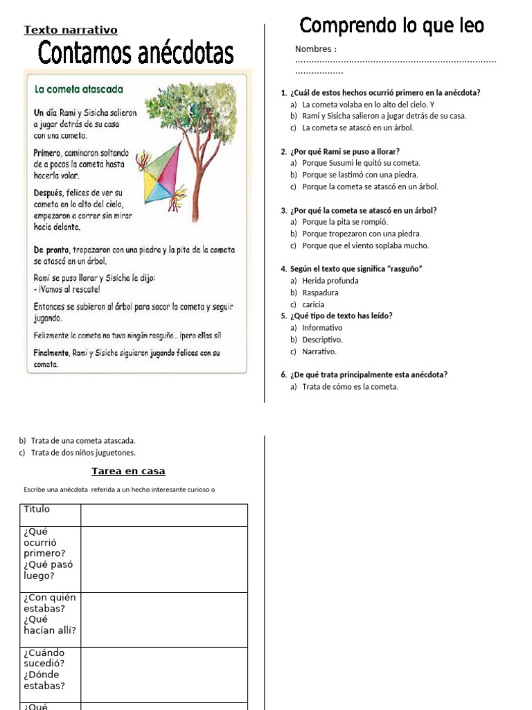 Ficha La Cometa Atascada | PDF
