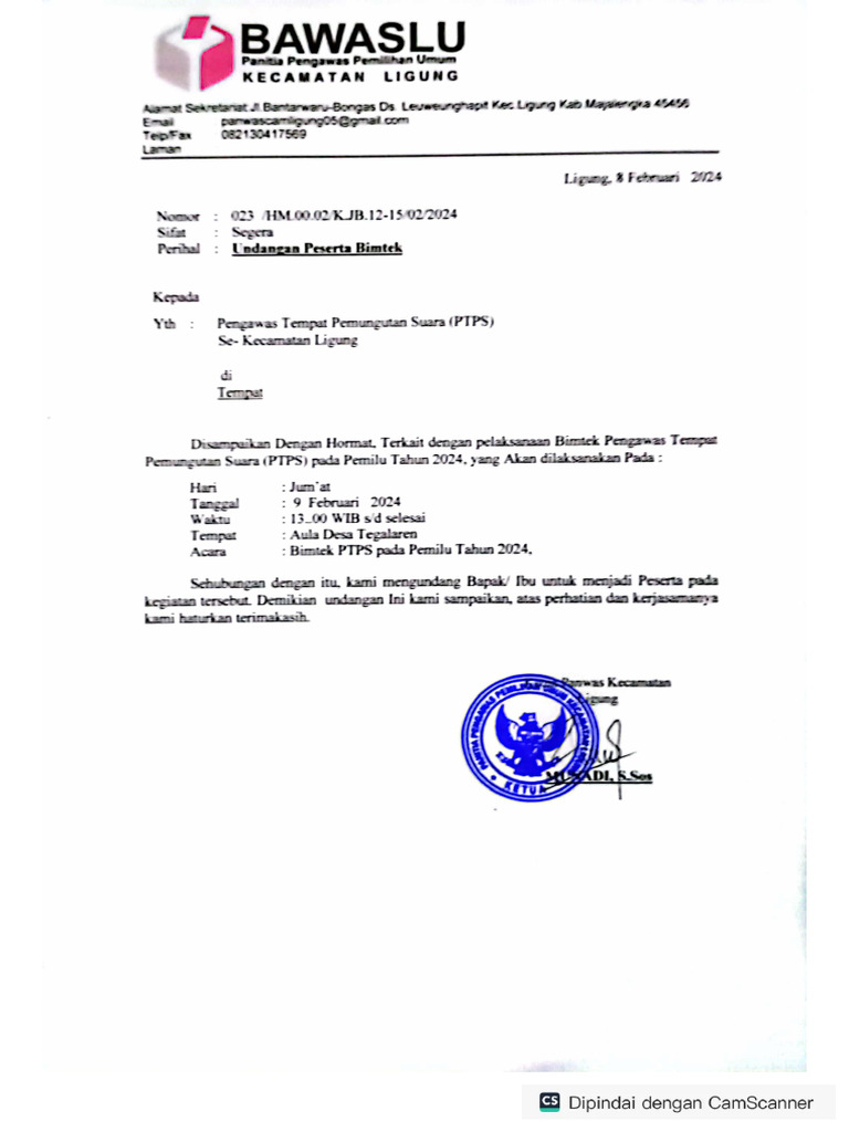 Surat Undangan Peserta Bimtek PTPS | PDF Surat Undangan Peserta Bimtek PTPS | PDF
