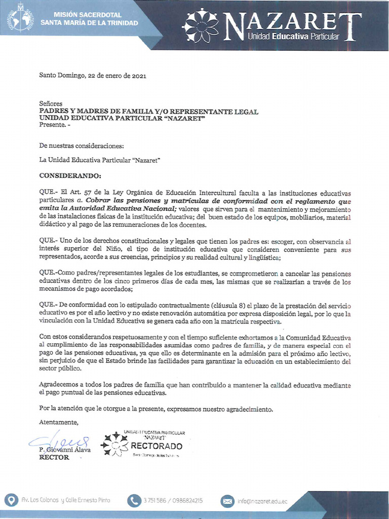 CARTA NOTIFICACIÓN A PADRES | PDF