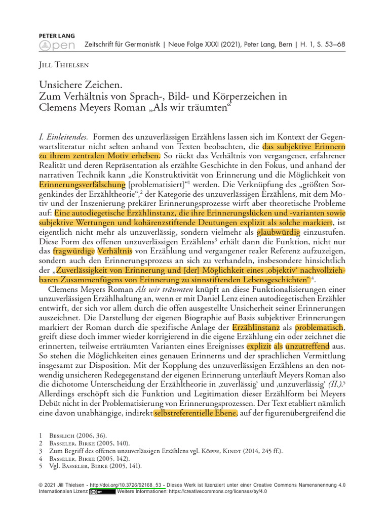 Unsichere Zeichen - Thielsen | PDF