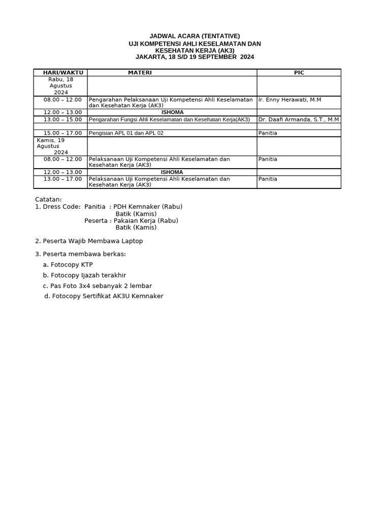 Ujikom - Jadwal 18-19 Sept 2024 | PDF