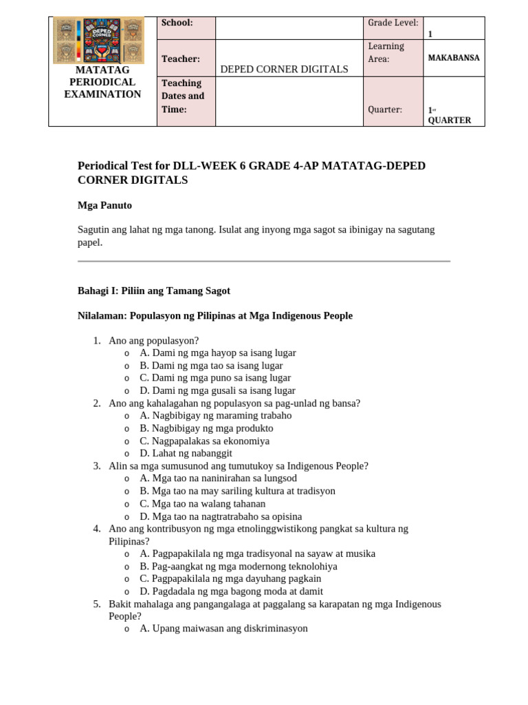 Pt-Week 6-Ap - Deped Corner Digitals | PDF