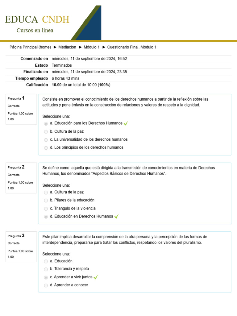 Cuestionario Final. Módulo 1 | PDF