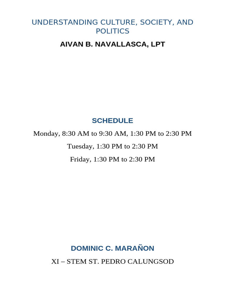 Understanding Culture Society And Politics Pdf