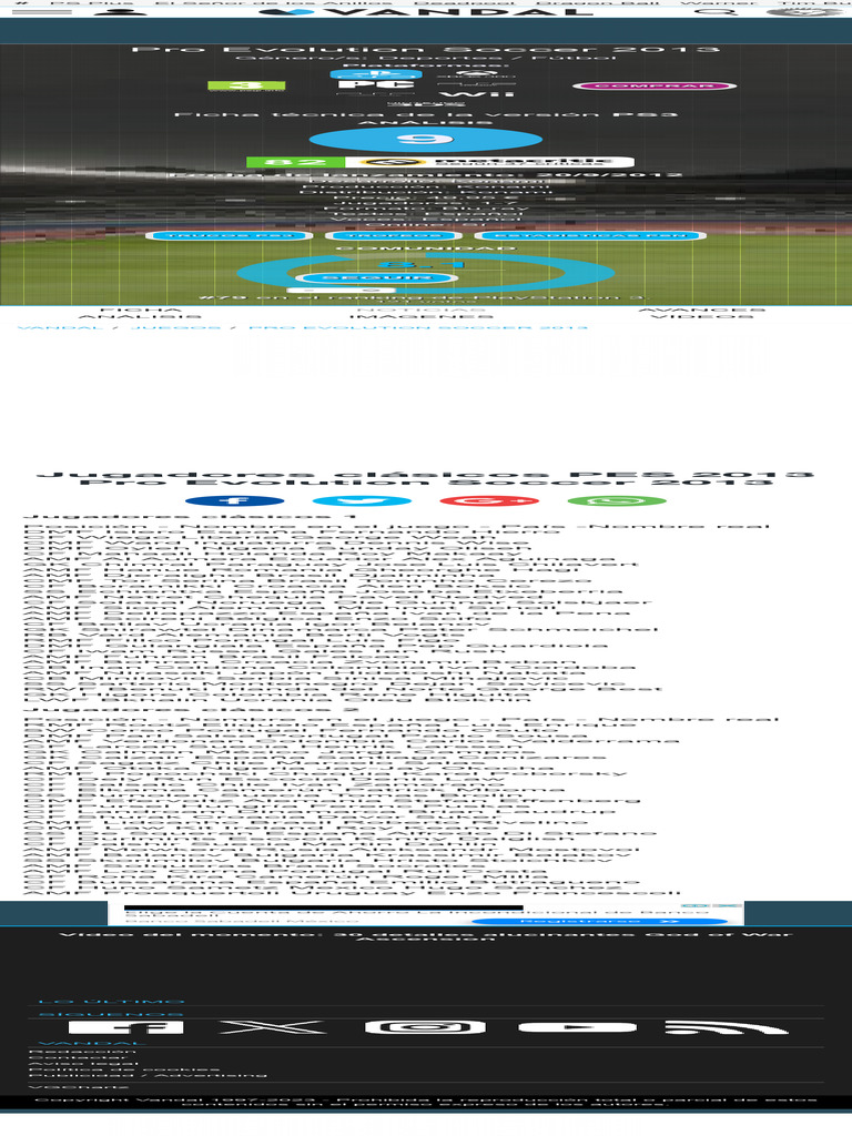 Jugadores Clásicos PES 2013 - Pro Evolution Soccer 2013 - Ayuda Vandal | PDF