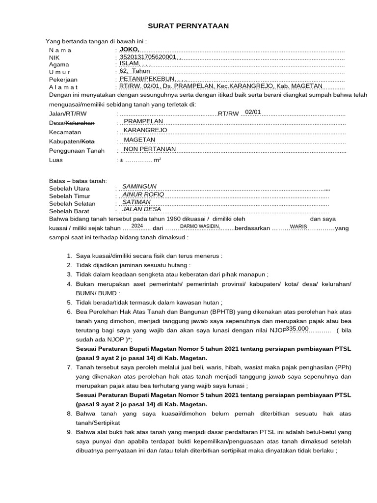 3.SPF-Surat Penguasaan Fisik | PDF