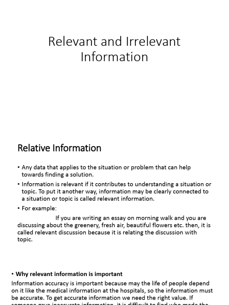 Relevant and Irrelevant Information | PDF