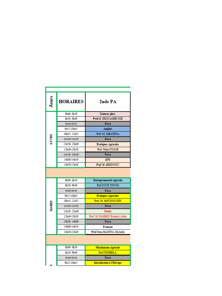 Emploi Du Temps Defi 20252-1 - 240917 - 170748 | PDF